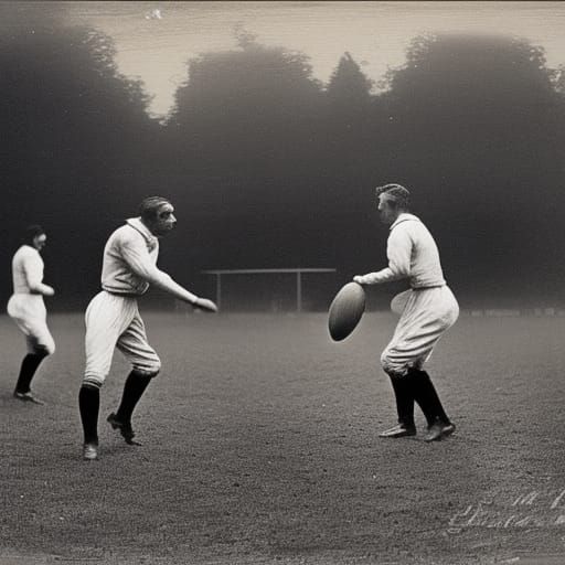 Rugby match vintage photo - AI Generated Artwork - NightCafe Creator