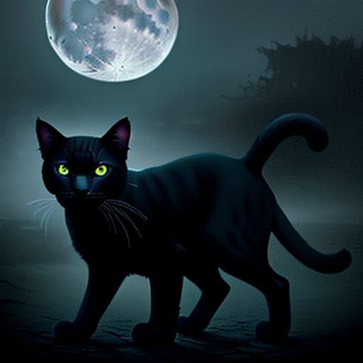 Phantom Cat - Ethereal Feline Form in Dark Mystical Dreamsca...