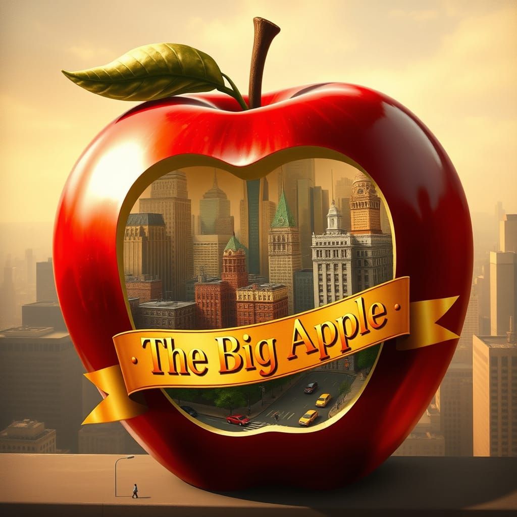 Whimsical Apple Metropolis with Art Deco and Gothi... - AI Art