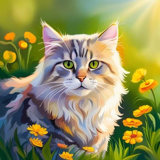 Languid Dramatic Crazy Sleepyhead Floofy Cat - AI Generated Artwork ...