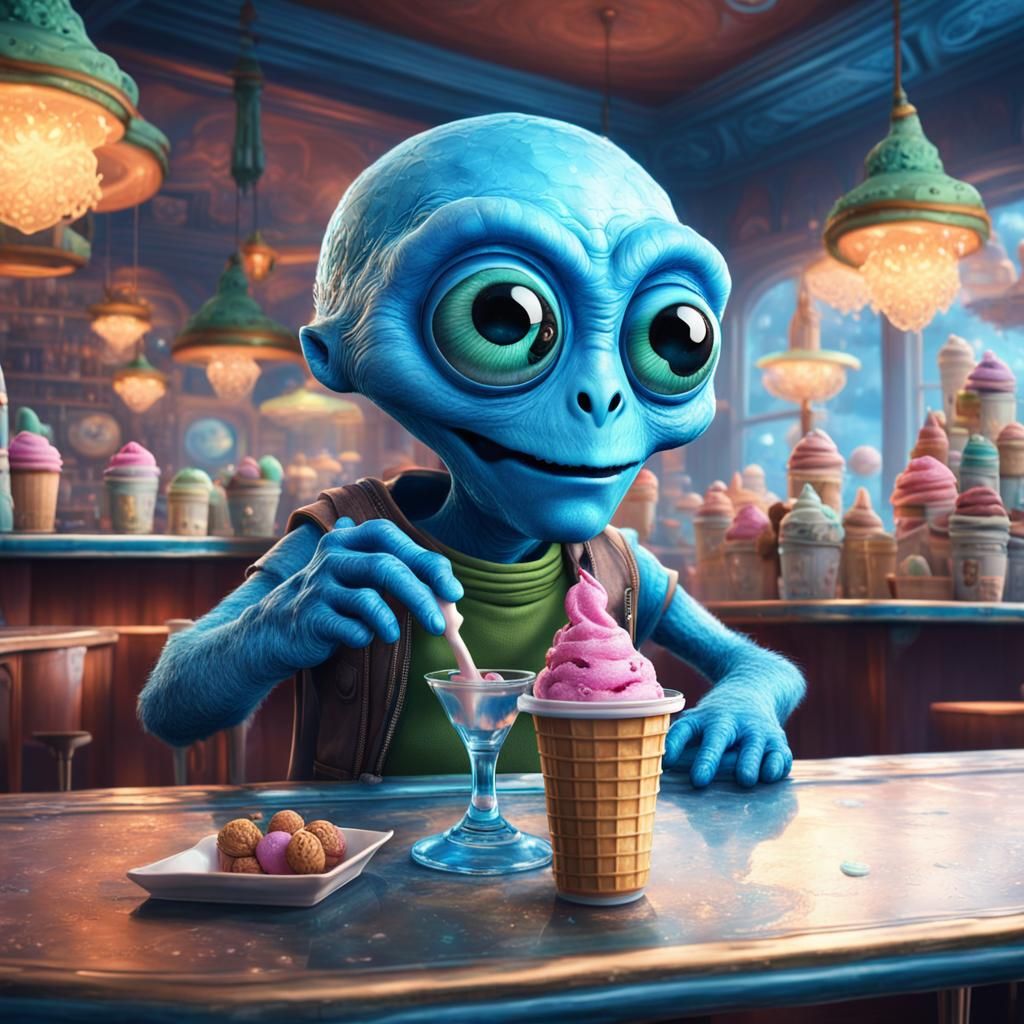 Ice Cream Alien - AI Generated Artwork - NightCafe Creator