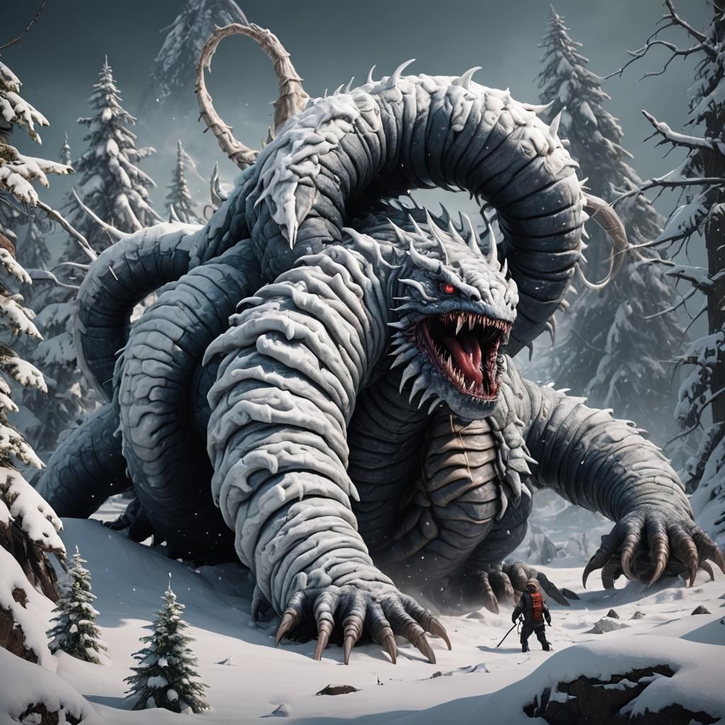Gigantic Snow Beast - AI Generated Artwork - NightCafe Creator