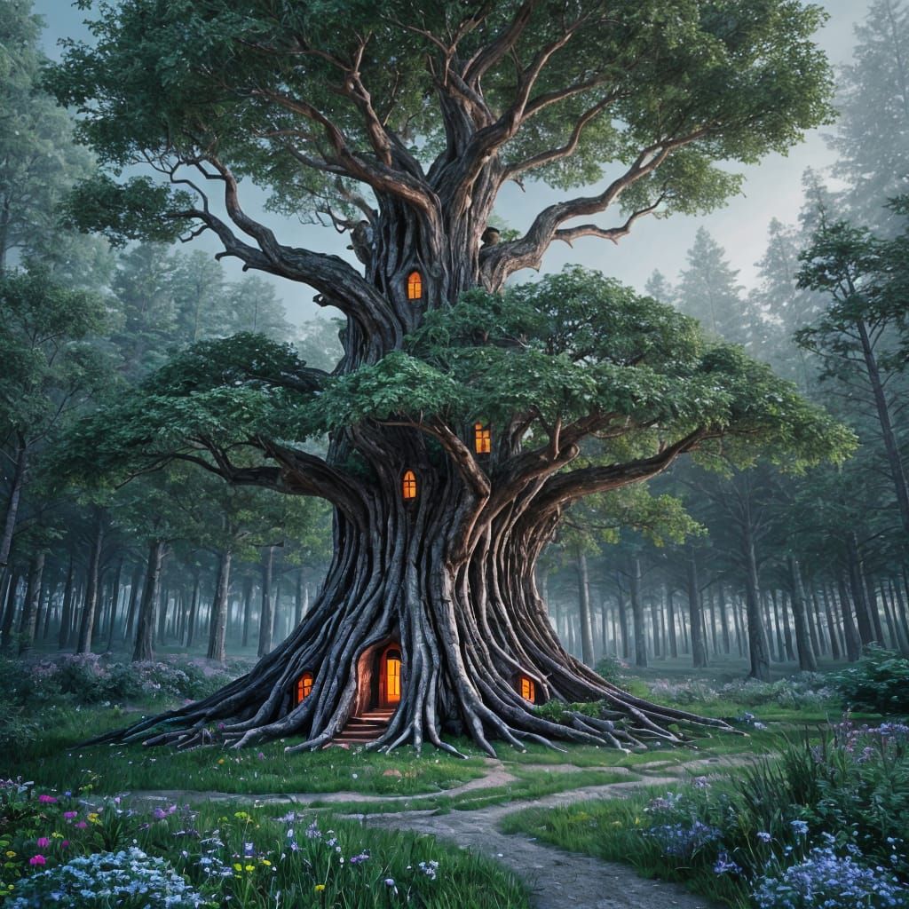 Home of the Keebler Elves - Surreal Forest Haven in Cyberpun...