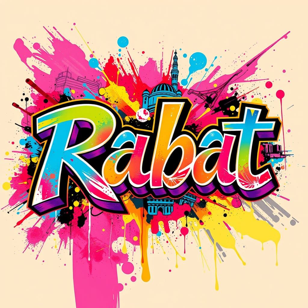 Vibrant Rabat Logo with Dynamic Street Art Aesthet... - AI Art