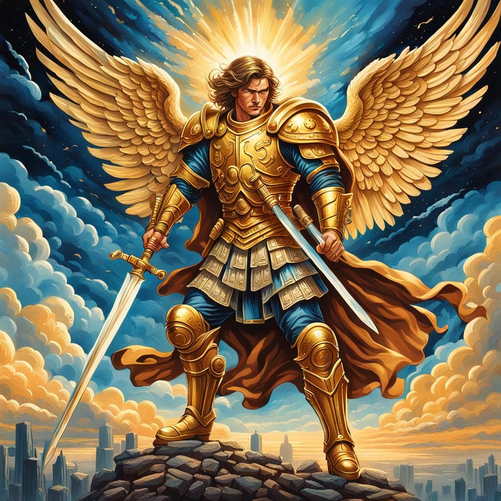 sky magic vintage holy archangel michael - AI Generated Artwork ...