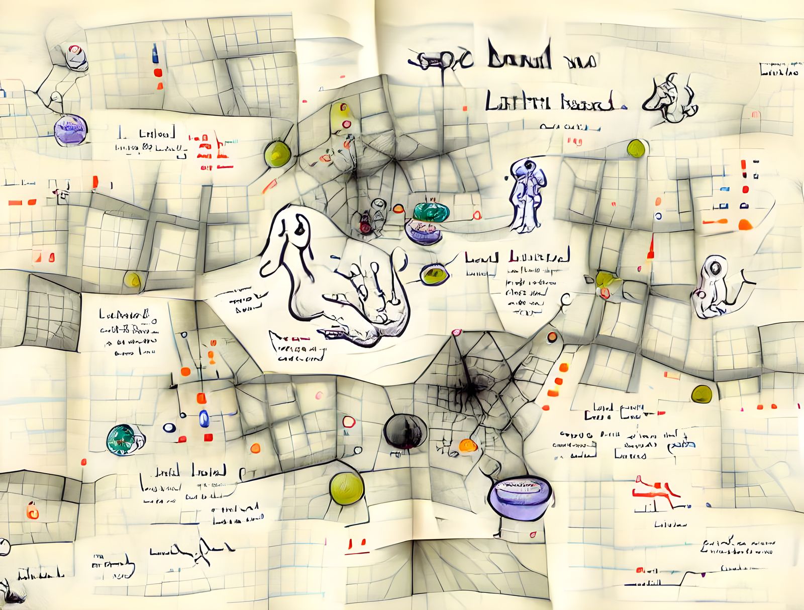a hand-drawn map to the Latent Space, full of scribbles, erasures, and ...