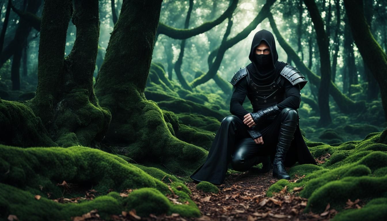 Ninja in a forest - AI Generated Artwork - NightCafe Creator