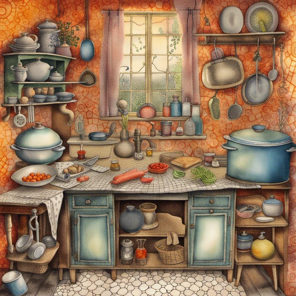New Chaotic Kitchen 9 - AI Generated Artwork - NightCafe Creator