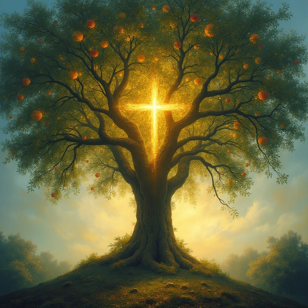 Majestic Tree of Spiritual Enlightenment in Serene... - AI Art