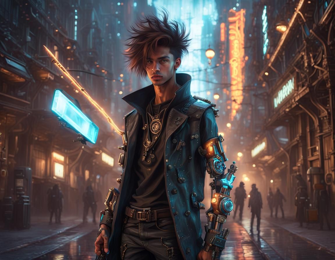Cyberpunk Technomage - AI Generated Artwork - NightCafe Creator