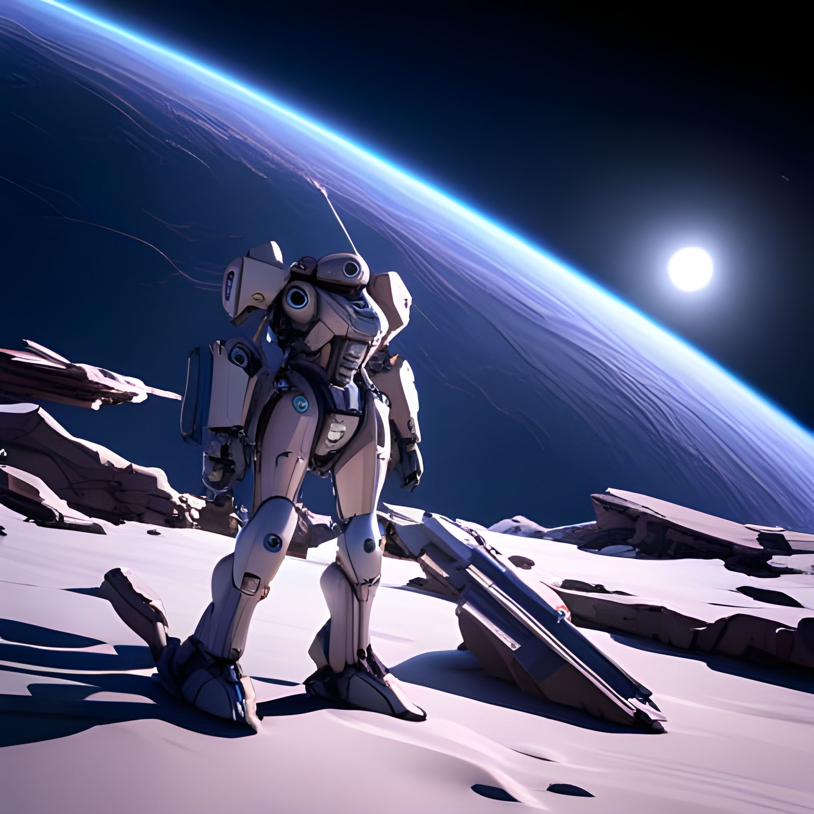 anime-style mecha in space on the background of Saturn - AI Generated ...