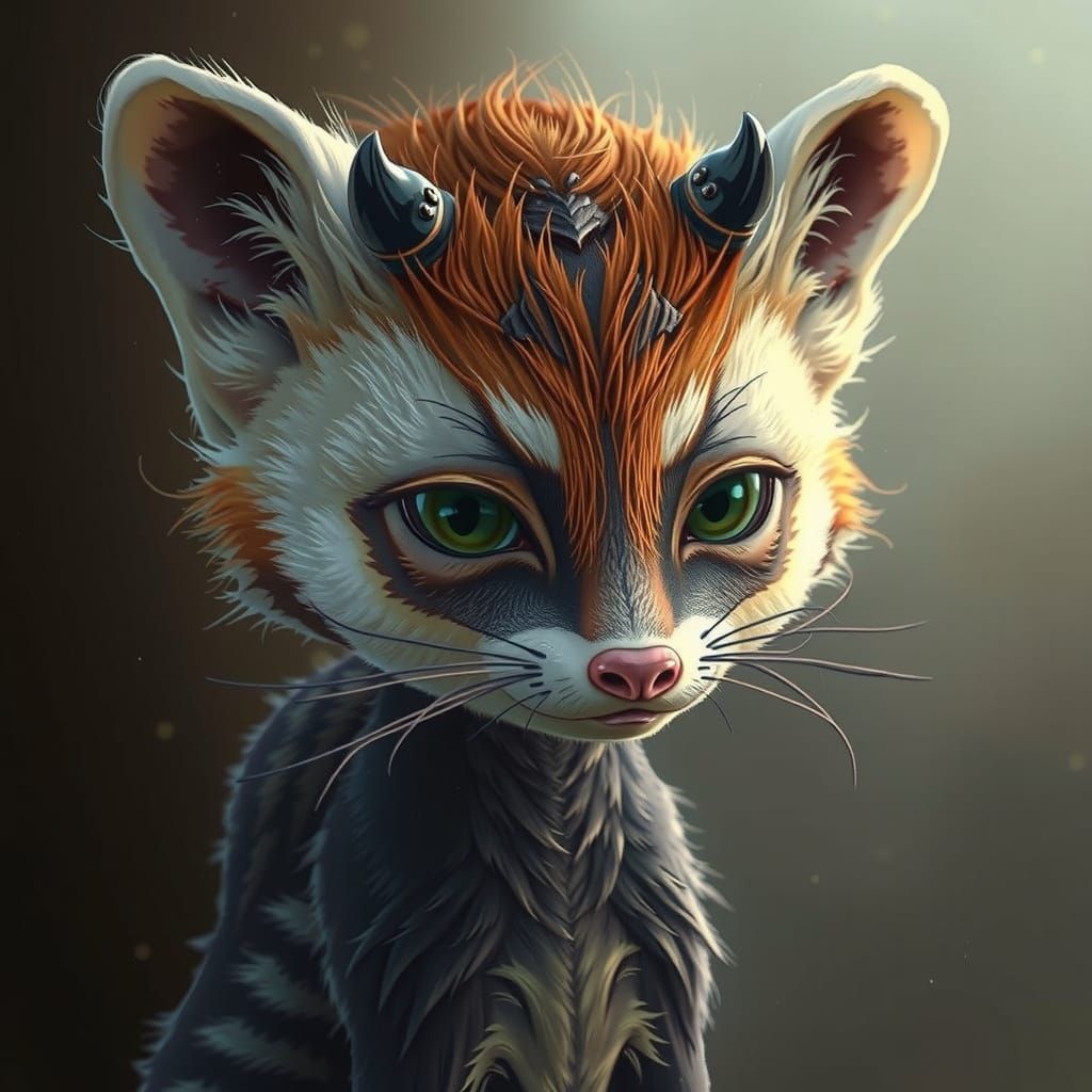 Realistic animal hybrid, cross between a fox, ferret, raccoon and ...