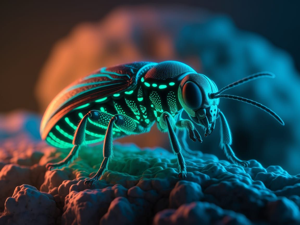 bioluminescent insect - Glowing Bioluminescent Insect in Ne...