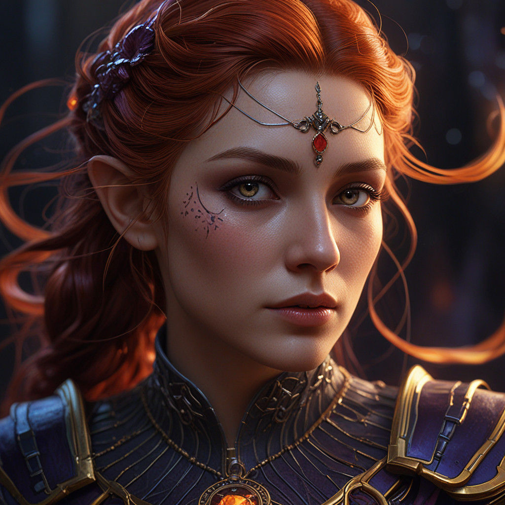 Elven Lord of Spiders in Golden Flames - AI Art