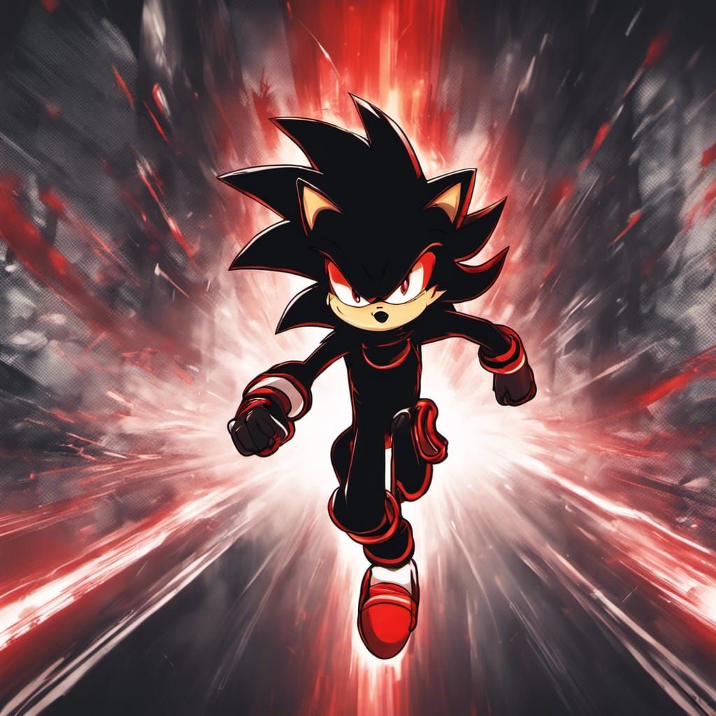 shadow the hedgehog running with red aura - AI Generated Artwork ...