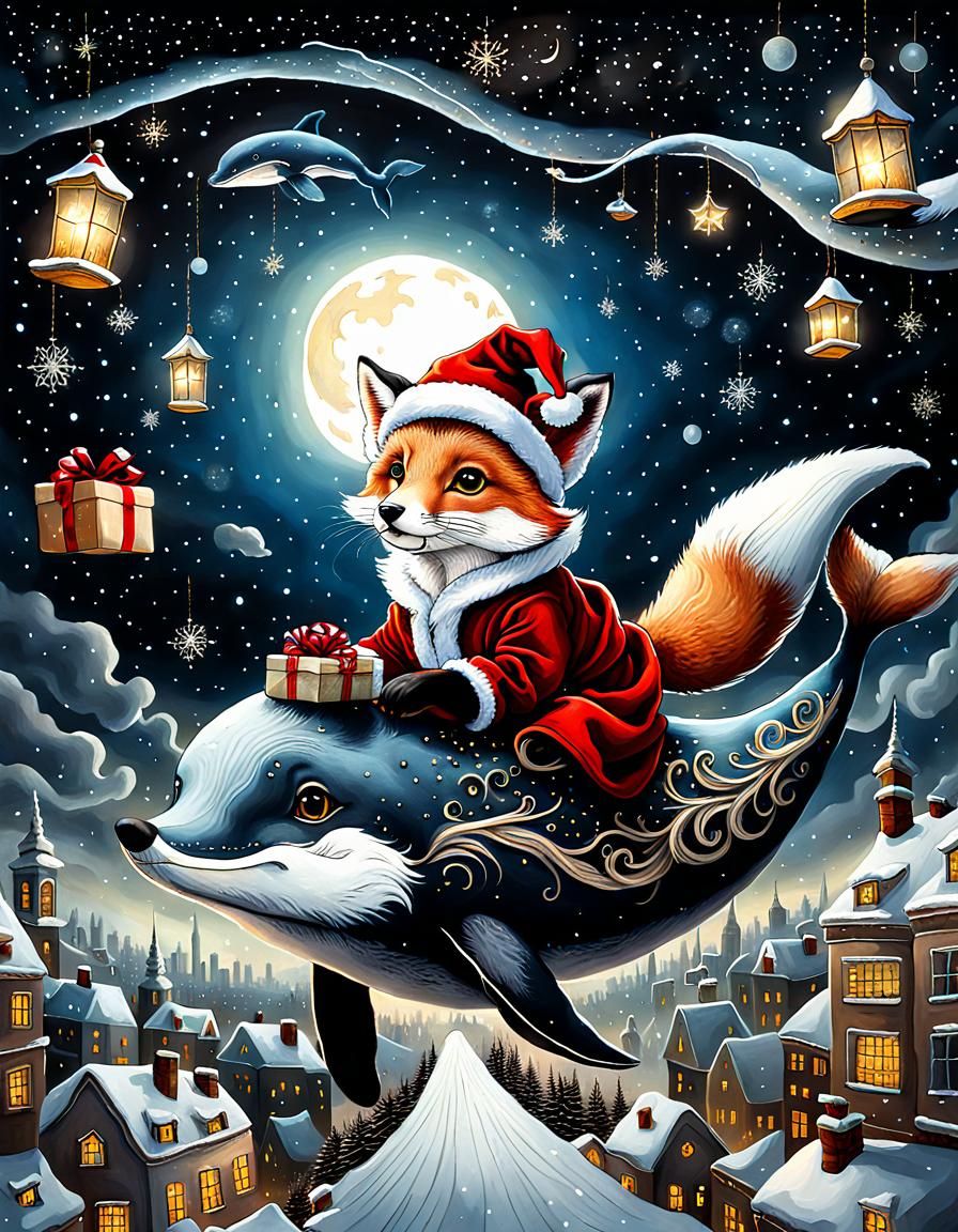 Santa fox - AI Generated Artwork - NightCafe Creator