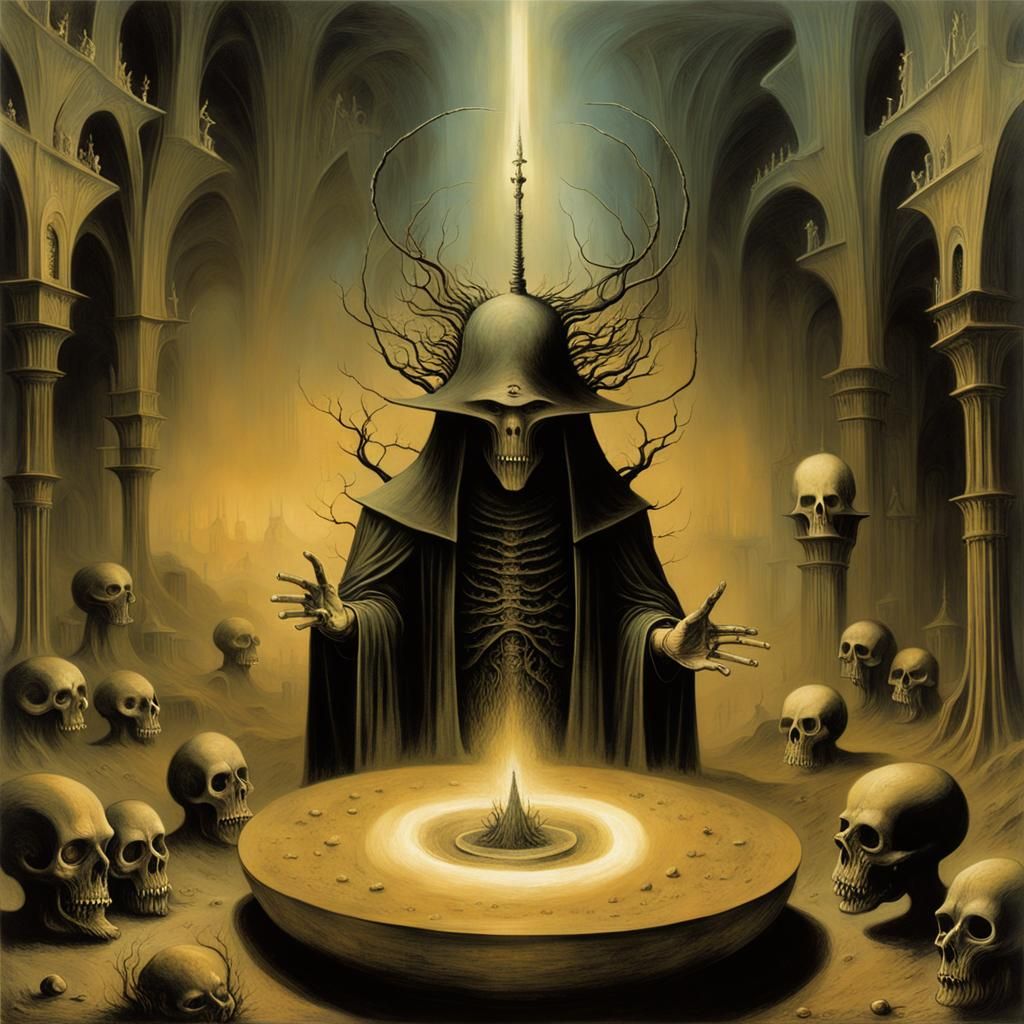 A sorcerer performing a ritual in a cosmic realm - AI Generated Artwork ...