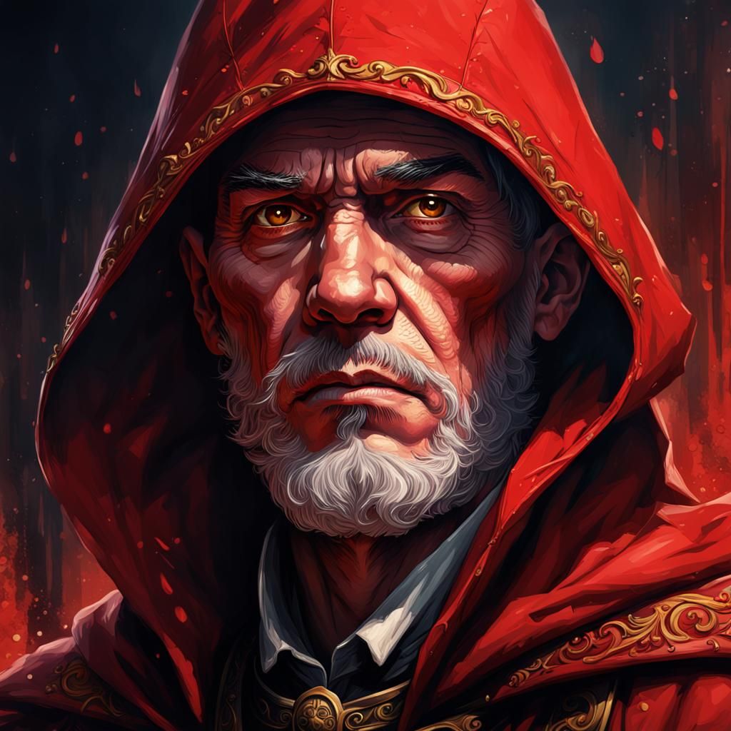 A Submissive Servant in Crimson Attire, Hyperreali... - AI Art