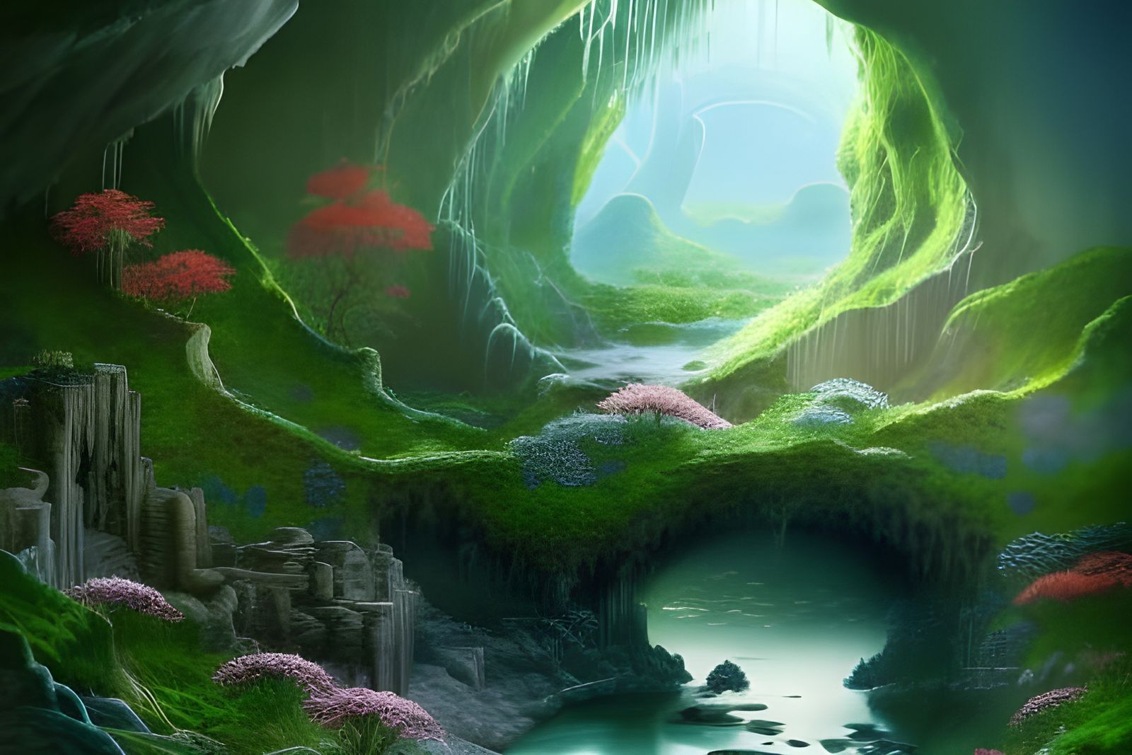 Layered Caves - AI Generated Artwork - NightCafe Creator