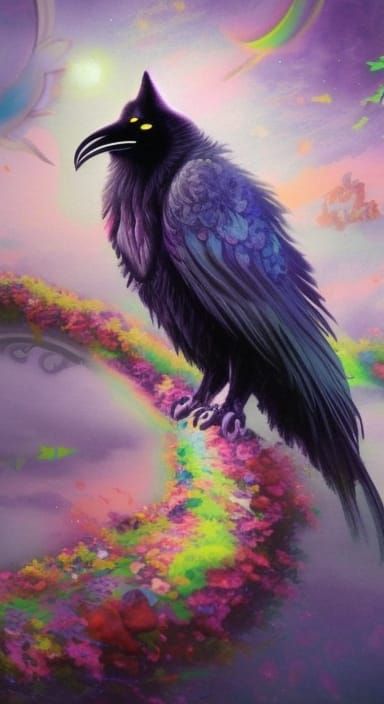 stable version feline raven aquarelle detailed matte painting raven cat ...