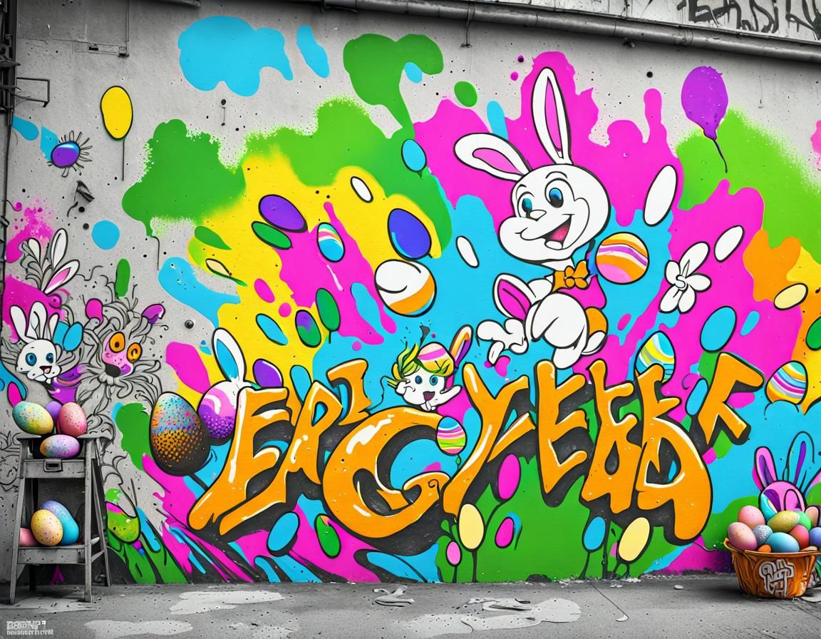 Easter bunny graffiti - AI Generated Artwork - NightCafe Creator
