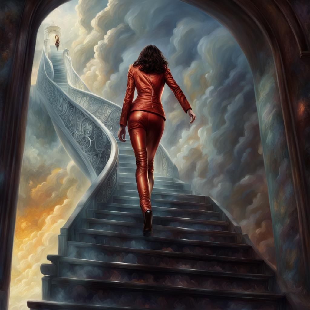she is climbing a stairway to heaven, Alex Ross - AI Generated Artwork ...