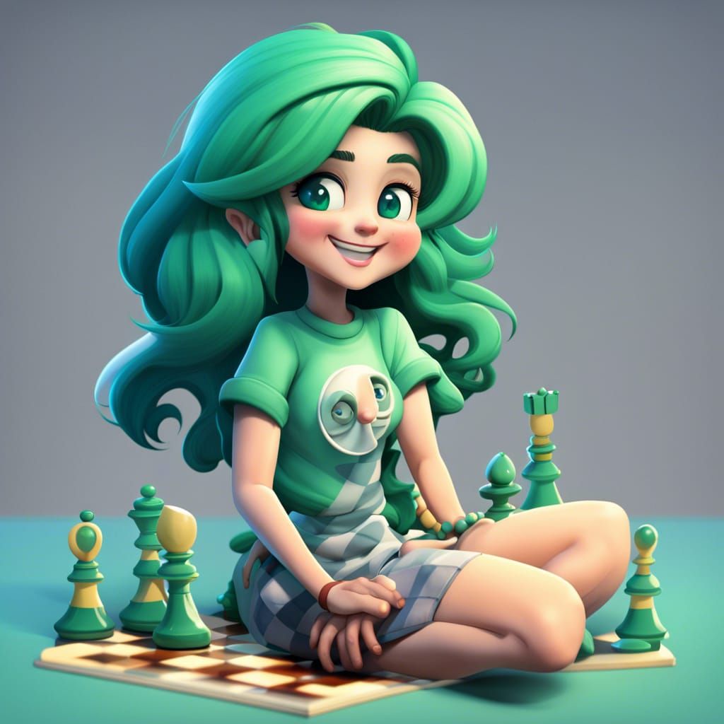 Female Manga Character and Chess - AI Generated Artwork - NightCafe Creator