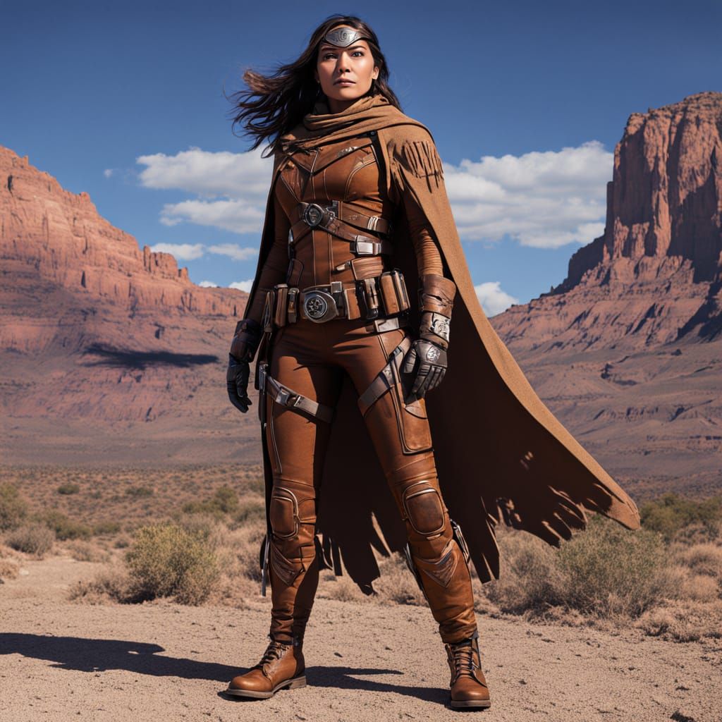 Strong Half Native American Superhero with Prosthe... - AI Art