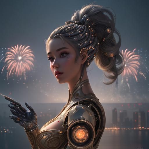 High-advanced technology personal humanized female robot, very detailed ...