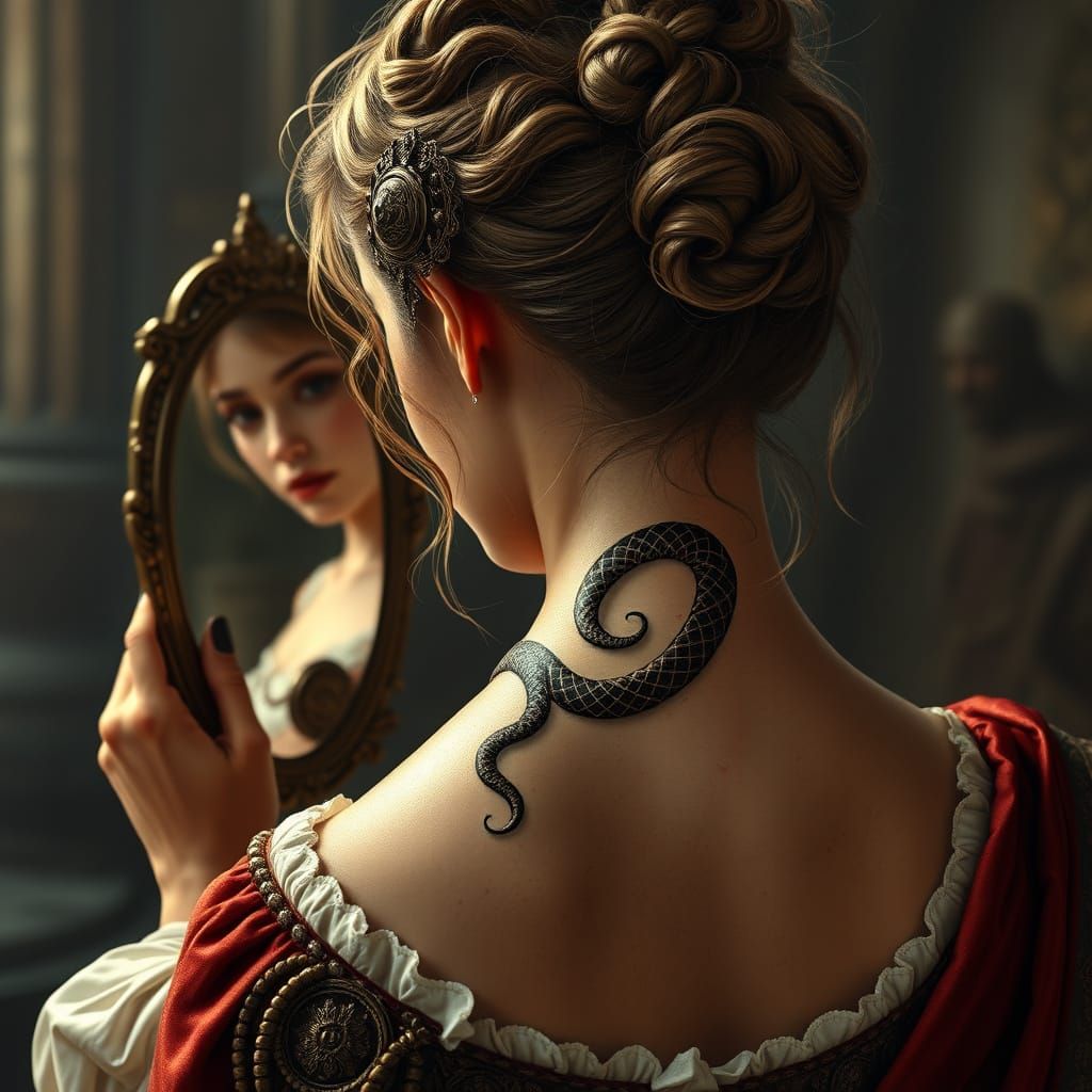Stunning Digital Painting of Noblewoman's Snake-Li... - AI Art