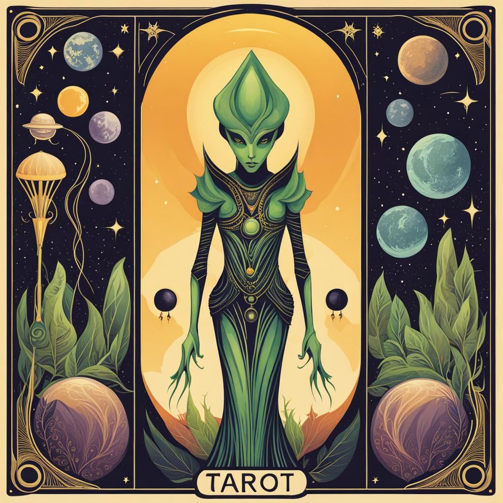 Mystical Alien tarot card - AI Generated Artwork - NightCafe Creator