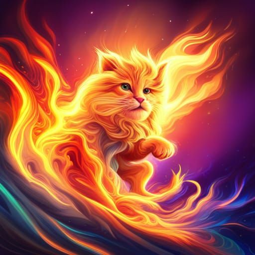 fire kitten - AI Generated Artwork - NightCafe Creator
