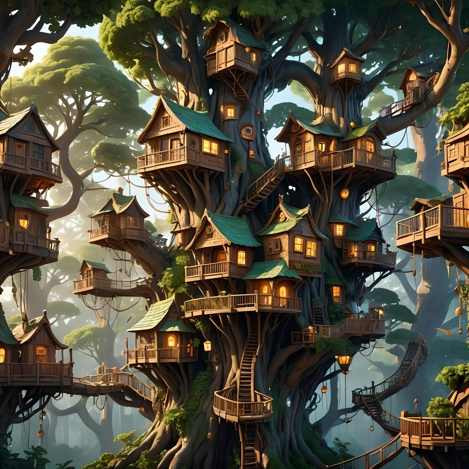 Unusual Treehouses - AI Generated Artwork - NightCafe Creator