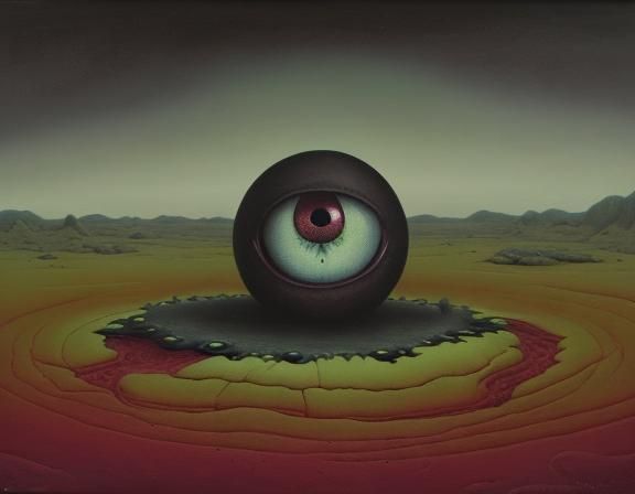 Surreal weird landscape, neo-surrealism, by Desmond Morris, matte oil ...