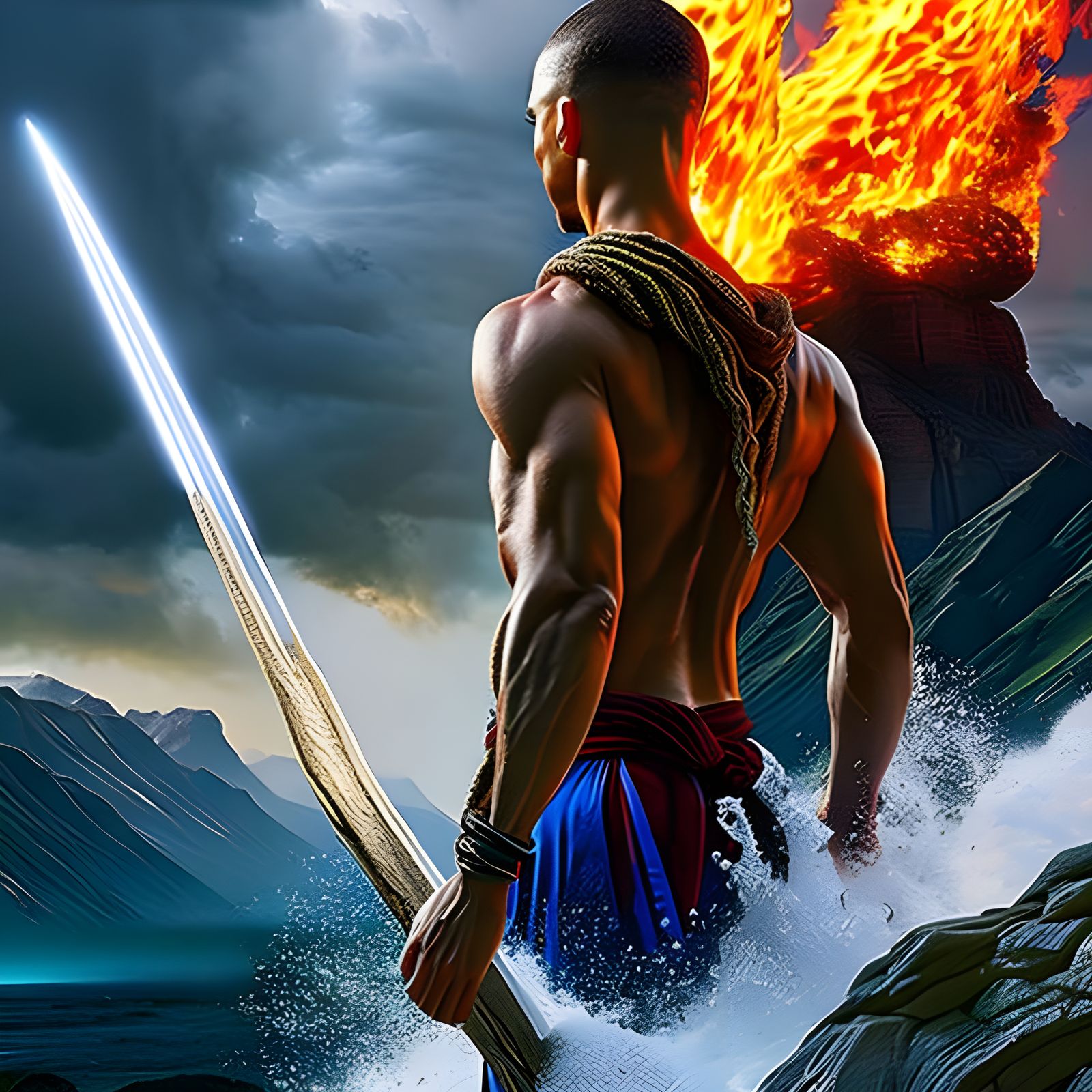 The Avatar. Fire in one hand, earth elements in the other hand. Water 💧 ...