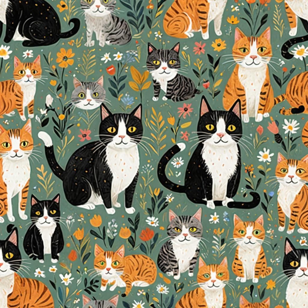 Cute cat pattern. - AI Generated Artwork - NightCafe Creator