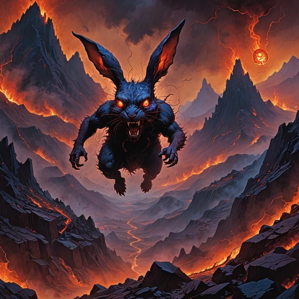 Demonic rabbit escaping from hell, ((red eyes)) - AI Generated Artwork ...