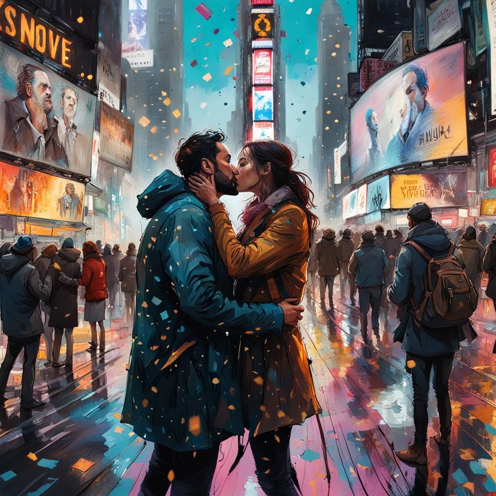 New Years eve kiss in Times Square - AI Generated Artwork - NightCafe ...