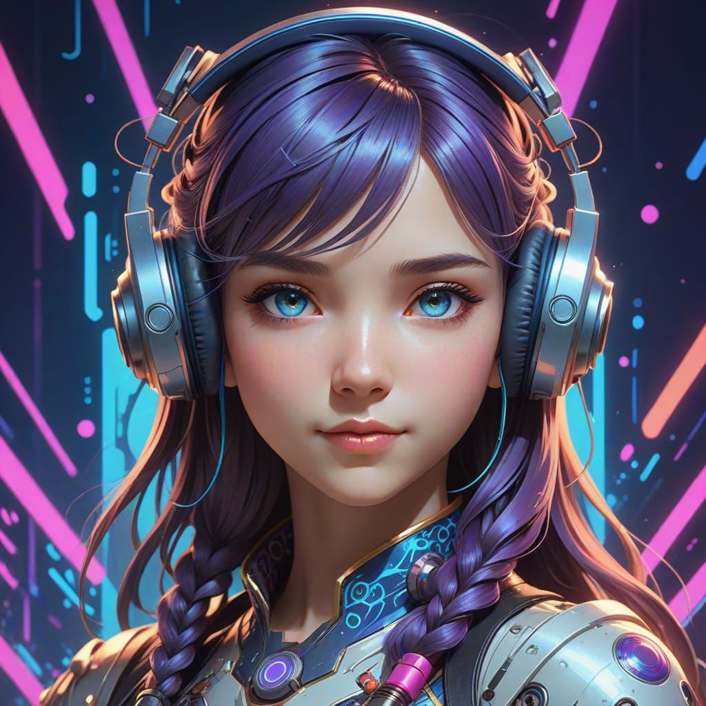 Google Gemini assistant - Anime-Style Bishoujo Google Gemini...