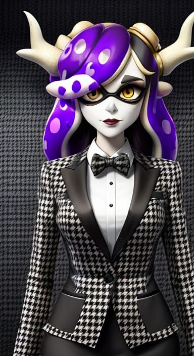 Lady Wendigo Portrait in Houndstooth Tuxedo - AI Art