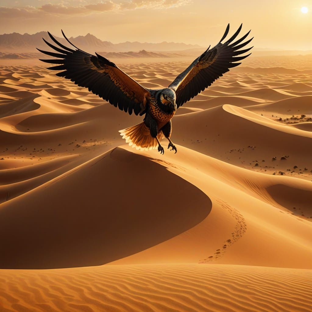 Epic Fantasy Art of Majestic Roc Soaring Over Arab... - AI Art