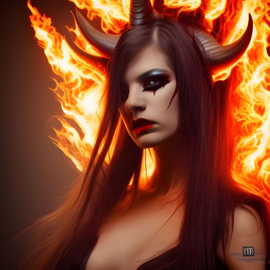 female devil with horns, diabolic, vamp style, dangerous, attractive ...