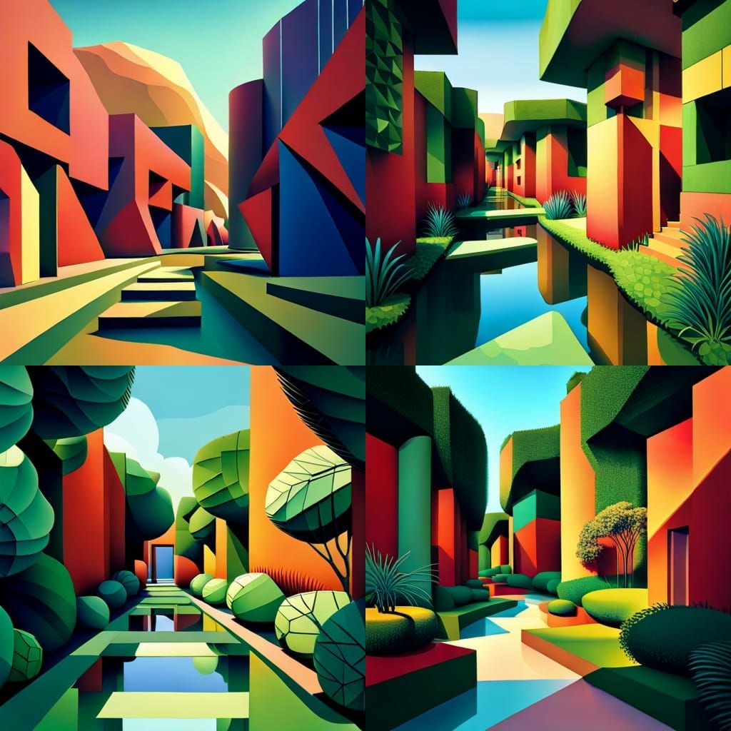 cubist painting, Neo-Cubism, layered overlapping geometry, art deco ...