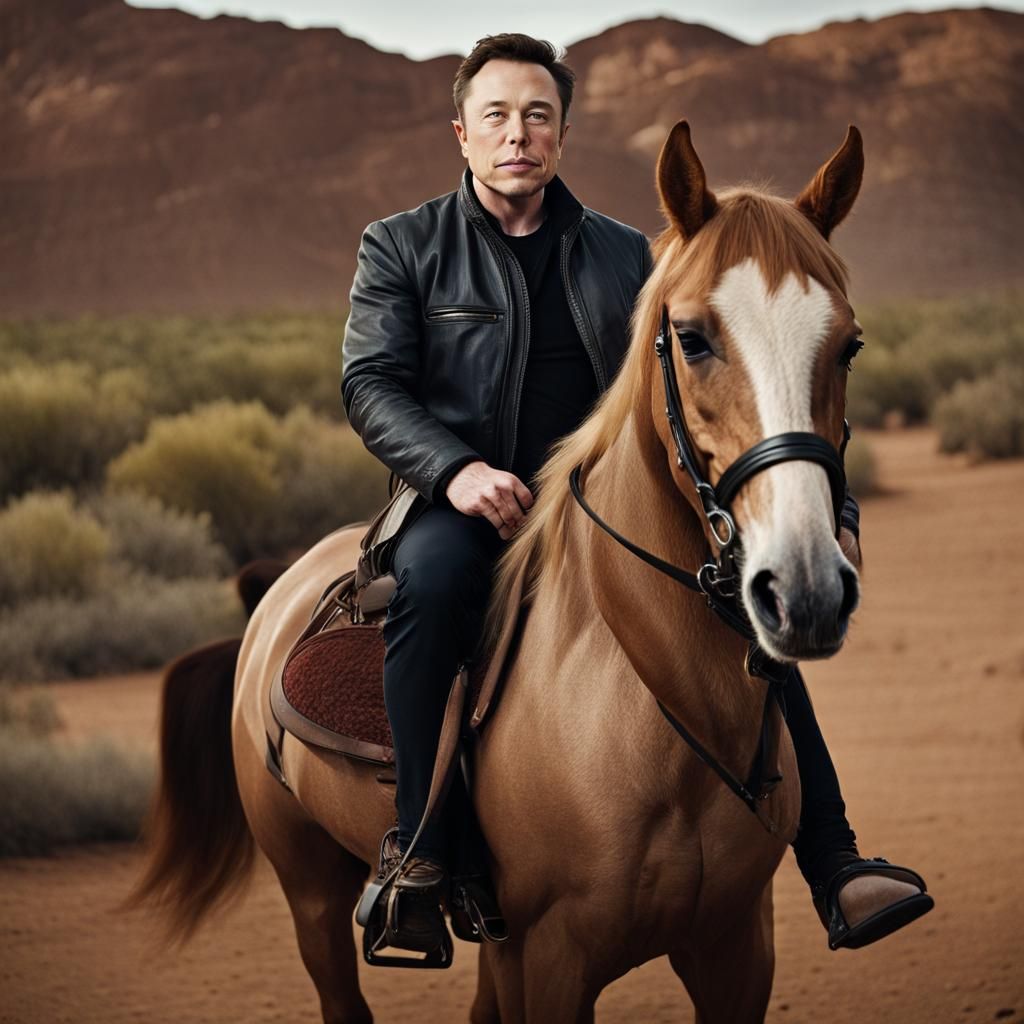 Elon musk is riding a horse - AI Generated Artwork - NightCafe Creator