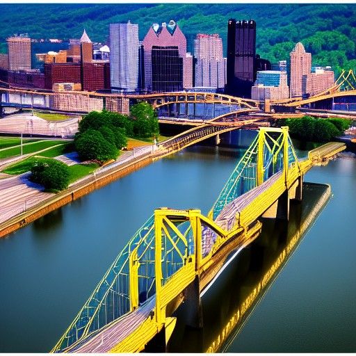 Pittsburgh bridges color - AI Generated Artwork - NightCafe Creator