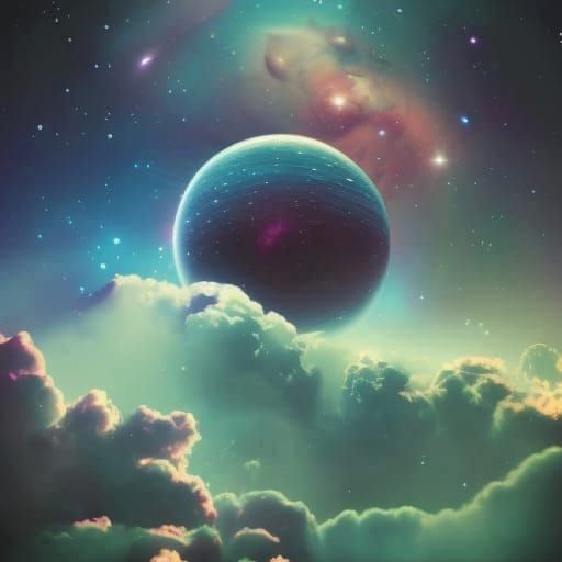Galactic world behind the clouds - AI Generated Artwork - NightCafe Creator