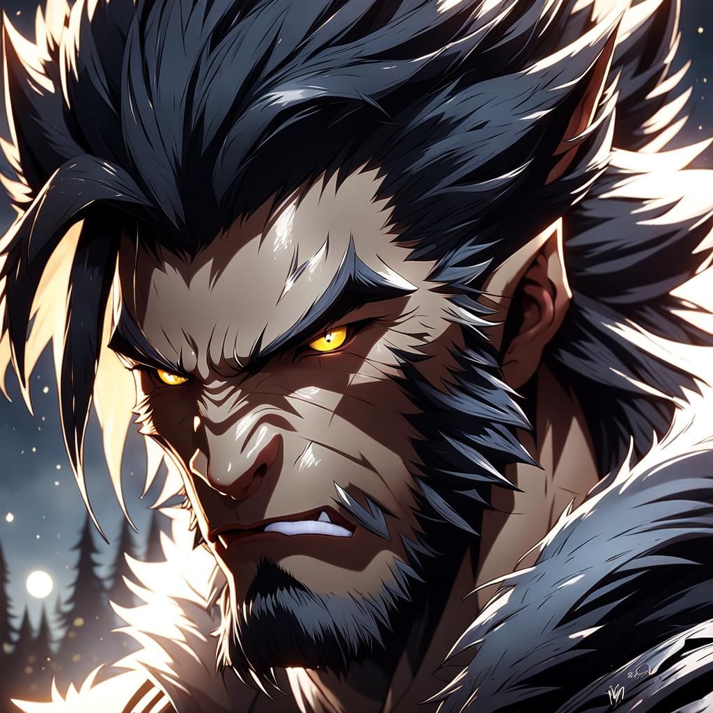 Breathtaking Anime Portrait of a Gruff Human Man - AI Art