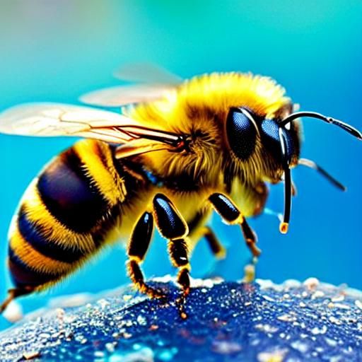 Amazing splash art shot of a bee swimming in honey, perfectly balanced ...