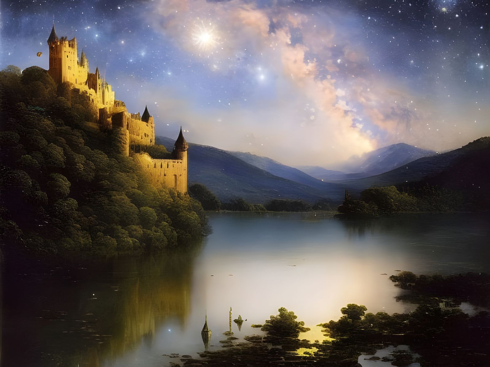 Starry Night Castle - AI Generated Artwork - NightCafe Creator