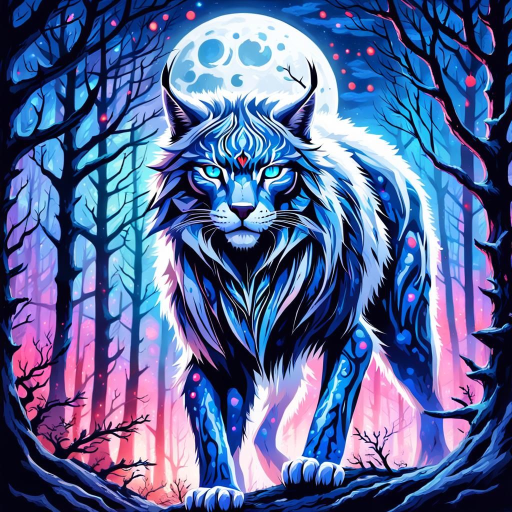 Mystic Lynx - Mystic Lynx in Vibrant Oil Painting Style